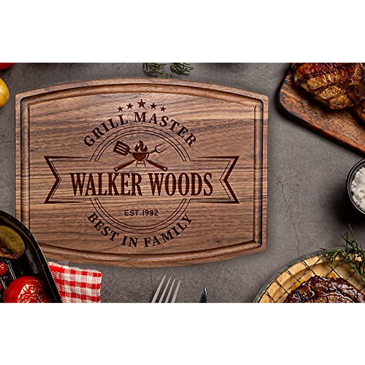 Tayfus Personalized Cutting Boards for Men - Customized Wood Meat Boards for Grill Masters - Unique Custom Gift Ideas for Father's Day, Christmas, Birthday, Anniversary for Men, Dad, Grandpa and Him