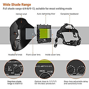 Professional Welding Helmet Auto Darkening, 3.94"x2.87" Large Viewing Area Welding Mask