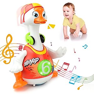 Woby Baby Musical Toy Dancing Singing Talking Walking Hip Hop Swing Goose Cool Educational Toy Gift for 1 2 3 Year Toddlers Kids Boys Girls