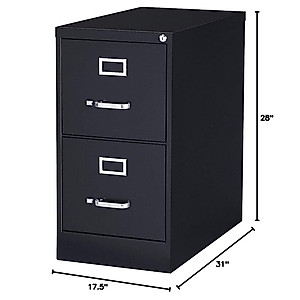 Lorell 2-Drawer Vertical File with Lock, 15 by 25 by 28-3/8-Inch, Black