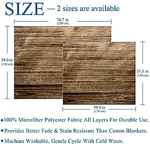 Fleece Throw Blanket,Super Soft Luxurious Bedding Blanket Plank Wood Style Pattern