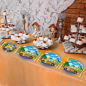 gisgfim 96 Pcs School Bus Party Plates and Napkins Party Supplies Back to School Birthday Party Tableware Set School Bus Decorations Favors for Birthday Baby Shower for 24 Guests