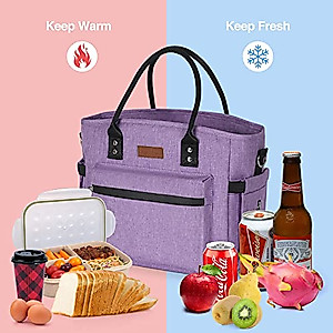 Insulated Lunch Bag for Women Men,Adult Lunch Box for Women with Adjustable Shoulder Strap,Portable Large Lunch Tote Bag for Office Work Picnic Beach,Reusable Lunch Cooler Bag