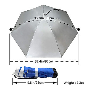 NEW-Vi Fishing Umbrella Hat Folding Sun Rain Cap Adjustable Multifunction Outdoor Headwear (Silver/Blue(Single layer))