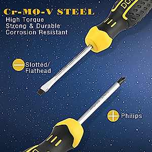 DOWELL Magnetic Screwdriver Set 16-Piece Slotted/Flat Phillips Precision Screwdriver Non-Slip Cushion Grip Magnetizer Repair Tool Kit for Repair Home Improvement Craft (16PC) HY090103