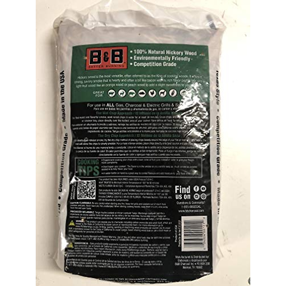 B&B Hickory Wood Smoking Chips - 100% Natural, Competition Grade Bundle - Pack of 2