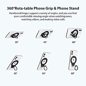 Nillkin Phone Grip (SnapGrip), Metal Phone Ring Holder Stand, Adjustable Kickstand, Adhesive Phone Gripper for Back of Phone S22 Ultra, S22, S21, for iPhone 13 Pro,Pixel 6/6A - (Classic Black)