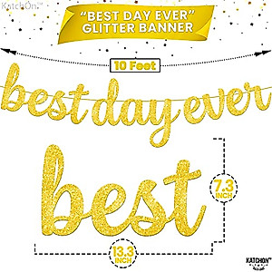 KatchOn, Gold Best Day Ever Banner - 10 Feet, No DIY | Gold Glitter Best Day Ever Sign, Graduation Decorations | Best Day Ever Decorations, Wedding Day Decorations, Graduation Party Decorations 2023