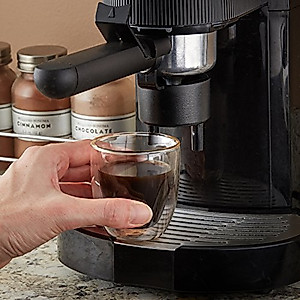 Glass Espresso Cups Set of 4 - Double Walled Espresso Cups 2.6 OZ - Wide Italian Style Clear Doppio Espresso Cup - Double Espresso Cups - Espresso Accessories Small Double Wall Expresso Coffee Cup