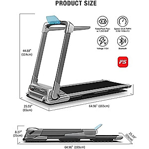 OVICX Q2S Folding Portable Treadmill Compact Walking Running Machine for Home Gym Workout Electric Foldable Treadmills with LED Display Phone Holder for Small Spaces 3.0HP Weight Capacity 300 lbs