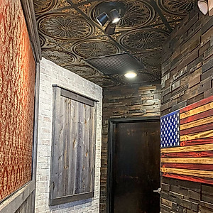 From Plain To Beautiful In Hours 238ag-24x24-25 Rose Window PVC 2' x 2' Lay-in or Glue-up Ceiling Tile, Pack of 25, Antique Gold, 25 Piece