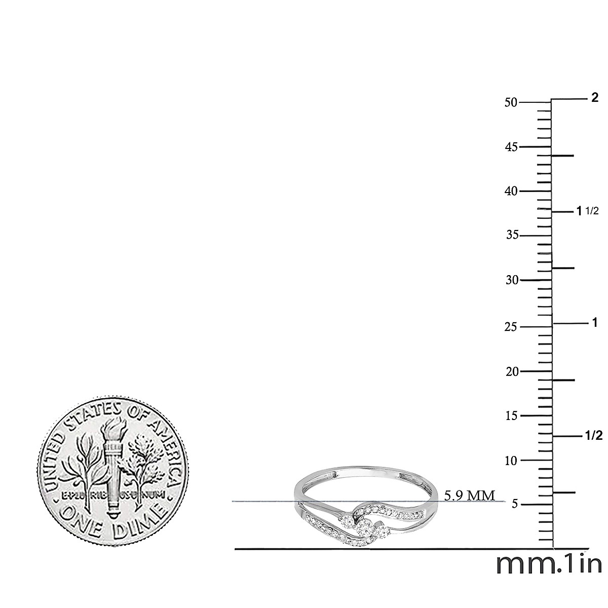 Dazzlingrock Collection 0.20 Carat (Cttw) Round White Diamond Women 3 stone Promise Ring 1/5 CT, 10K White Gold, Size 6.5
