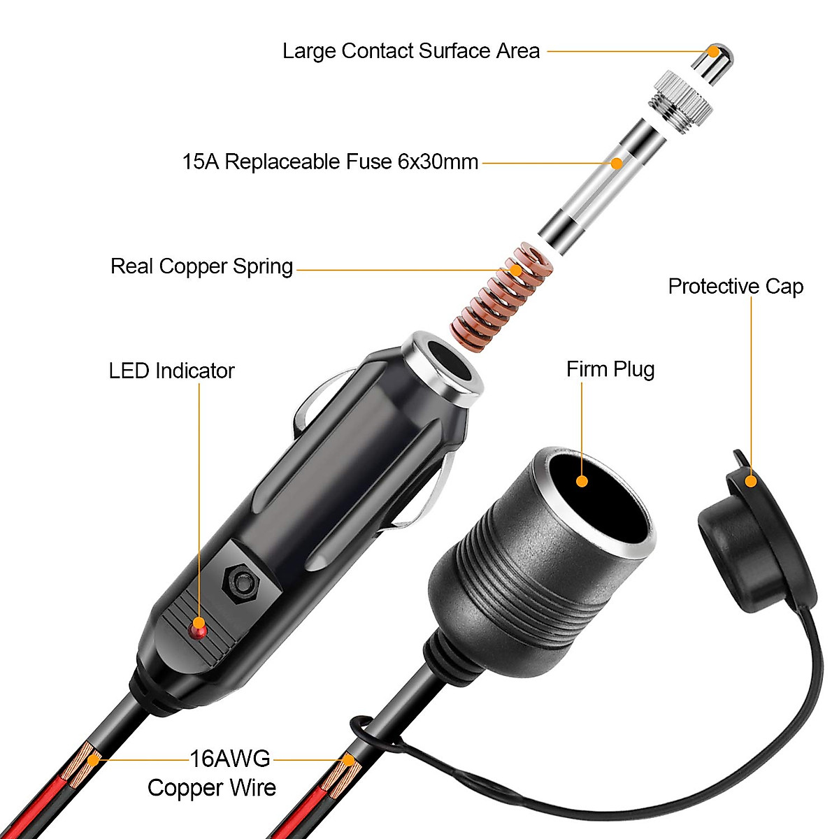 AstroAI Mini Fridge 2.0 Gen, 6 Liter 12Ft/12V Cigarette Lighter Extension Cord