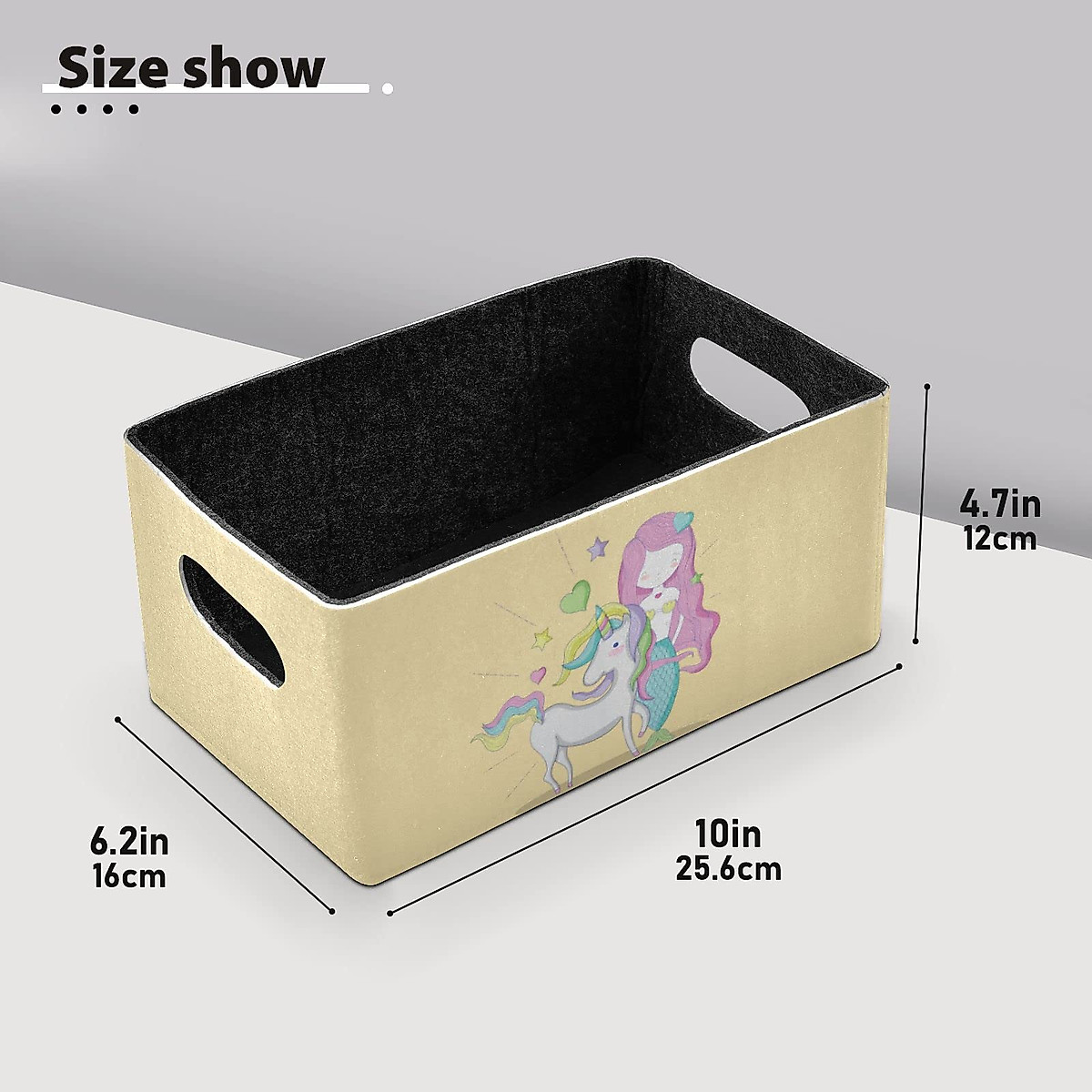 J JOYSAY Mermaid Unicorn Storage Basket Felt Storage Bin Collapsible Nursery Baskets Convenient Box Organizer for Makeup Hair Supplies