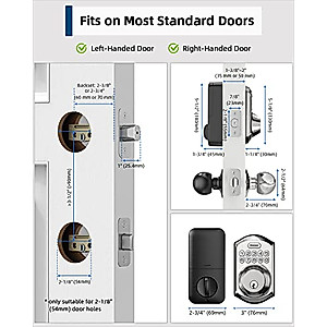 TEEHO TE001K Keyless Entry Door Lock with Handle - Electronic Keypad Deadbolt with Door Knob - Deadbolt Smart Lock for Front Door - Auto Lock - Easy Installation - Satin Nickel