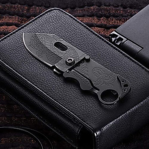 Bundle of 2 Items - Small Pocket Knife - Folding Wallet Knife - Mini Tactical Knife with Money Clip - Cool Dragon Blade Credit Card - Tactical Paracord Stainless Steel Pocket Knives w/Clip for Men
