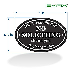 iSYFIX No Soliciting Sign Sticker for House, Home & Business - 4 Pack 7x4.6 inch - Premium Self-Adhesive Vinyl, Laminated for Ultimate UV, Weather, Scratch, Water and Fade Resistance, Indoor & Outdoor