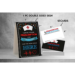 Please Leave Your Prescription for Success, 2023 Nurse Graduation Advice Cards and Sign(1+25 pk), Med School Graduation, Nurse Advice, Retirement(JYC023)
