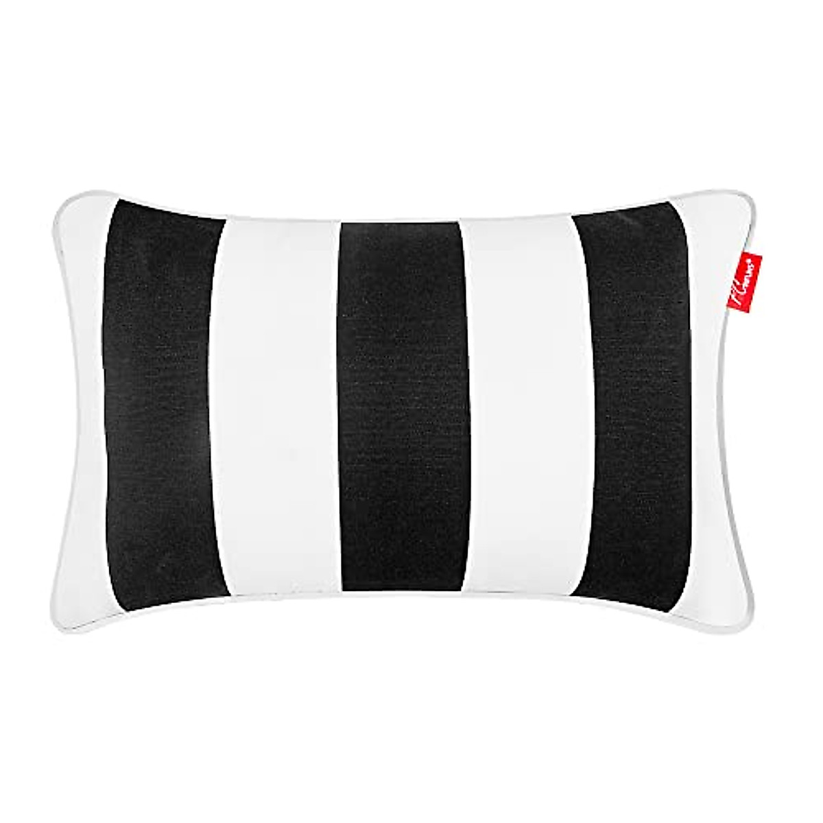 Pcinfuns Outdoor/Indoor Decorative Pillows,Water Repellent Throw Pillow,Garden Cushions for Home Patio Coach Sofa Use,Black White Stripe,20" x 12",Set of 2