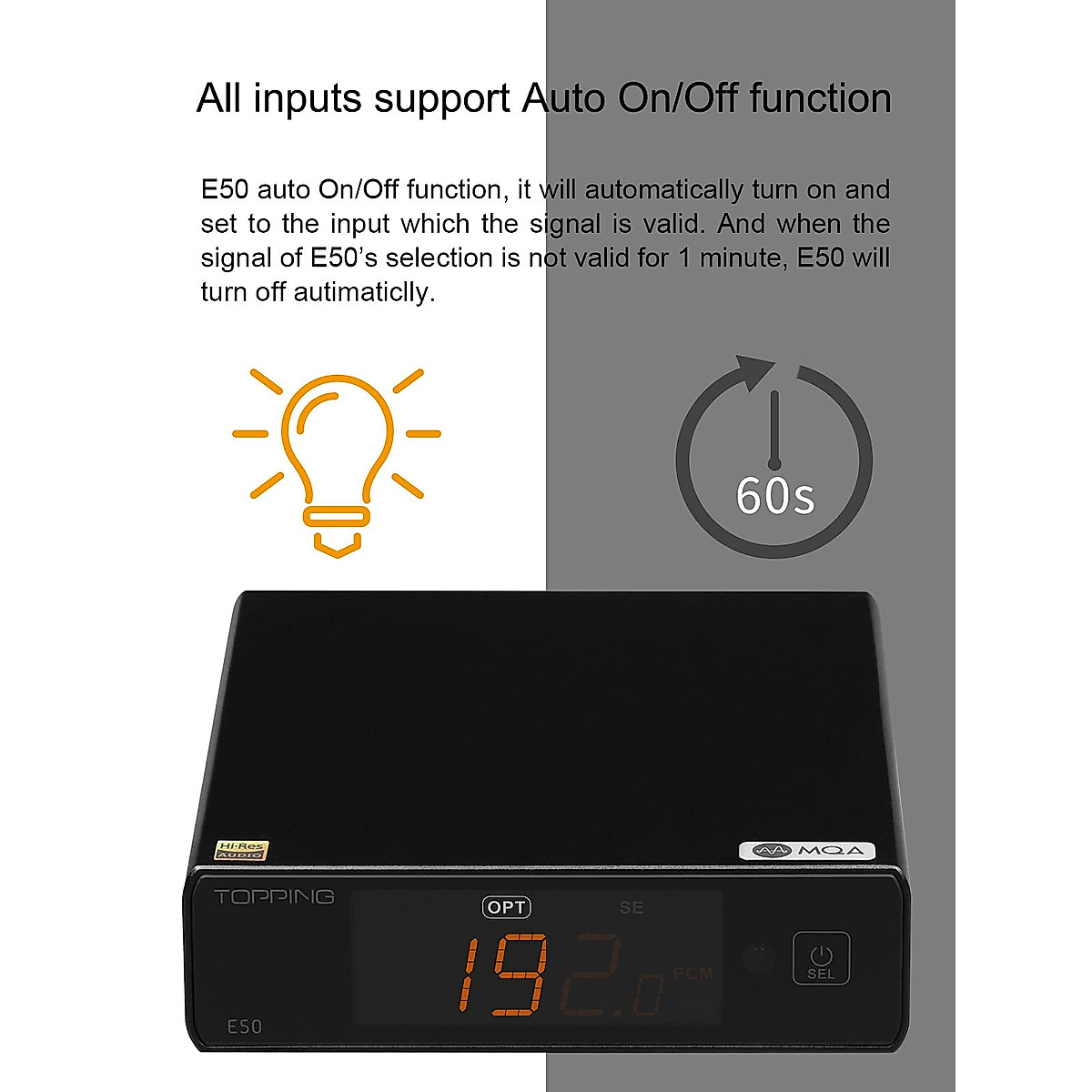 Topping E50 Mini HiFi DAC ES9068AS DSD512 PCM768kHz USB DAC USB/Coax/Opt Inputs RCA/TRS Outputs Decoder for Home Theater Game Music Black