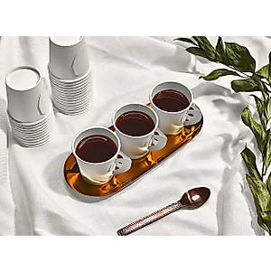 Kingzak Premium Espresso White Paper Cups with Handles - 4 oz (50 Pack) - Elegant, Eco-Friendly & Perfect for Creamy Coffee Moments