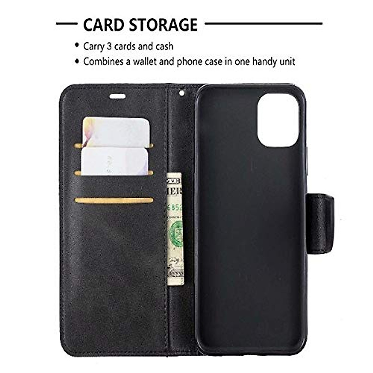 Glow Co, Ltd. iPhone 11 Notebook Type Case with Strap, Black, Tempered Glass & Stylus Pen 406-1-03