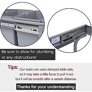 tonchean Pull Out Trash Can Under Cabinet 20 Quart + 10 Quart Under Sink Trash Can Double Sliding Trash Can Kitchen Pull Out Recycling Bin Waste Container for Garbage Classification