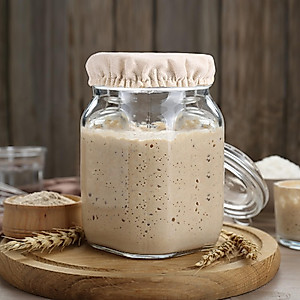 4pcs Cloth Covers for Sourdough Starter Jar, Cotton Bread Fermentation Cover Elastic Cloth Jar Covers Unbleached Reusable Cloth lid/Cap Cover Sourdough Proofing Bowl Cover for 4-5 Inch Jar Mouth