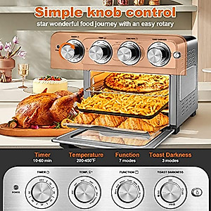 Geek Chef Air Fryer, 6 Slice 24QT Air Fryer Toaster Oven Combo, Air Fryer Oven, , Roast, Bake, Broil, Reheat, Fry Oil-Free, Extra Large Convection Countertop Oven, Accessories Included, Stainless Steel, ETL Listed, 1700W