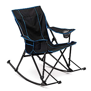 SUNNYFEEL Camping Rocking Chair, Folding Lawn Chair with Cup Holder, Storage Pocket, Mesh Back Recliner for Beach/Outdoor/Travel/Picnic/Patio, Portable Camp Rocker Chairs with Carry Bag