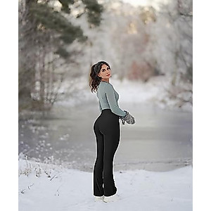 OQQ Women's 2 Piece Yoga Pants Ribbed Seamless Workout High Waist Athletic Straight Leg Leggings Black Darkbrown