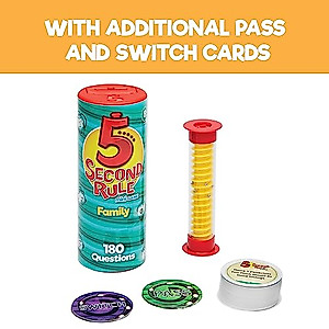 5 Second Rule Game Family Edition (Mini Tube) - Simple Question Card Game for Family Fun, Party, Kids, Travel, Game Night & Sleepovers - Think Fast and Shout Out Answers - for Ages 8+
