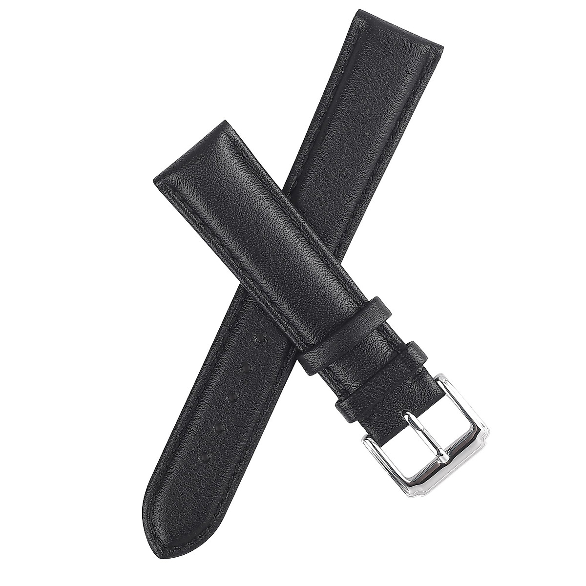 Berfine 22mm Black Calf Leather Watch Band Replacement,Extra Soft Watch Strap for Men Women