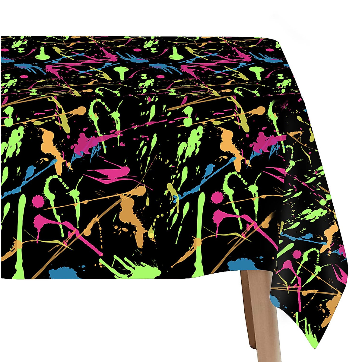 HIPVVILD Neon Party Supplies Tablecloth - Disposable Neon Glow Birthday Party Decorations Table Cover, Neon Glow Graffiti Theme Birthday Baby Shower Party Table Cloth - 4 Pack (54in x 108in)