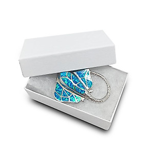 TheDisplayGuys - 100-pack - #21 Cotton Filled Cardboard Paper Jewelry Box Gift Case - Swirl White (2.6" x 1.6" x 1")