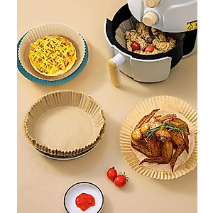 6.3 inch Air Fryer Liners, 100 Pcs Round Air Fryer Liners Disposable Air Fryer Parchment Paper Liners For non-toxic, eco-friendly, Oil-proof, heat-resistant, Food Grade Baking airfryer Liners.