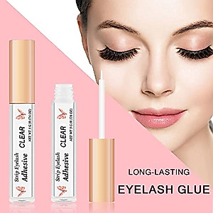 CMNRO Lash Glue Eyelash Glue Waterproof Eyelash Glue for False Lashes Super Strong Hold Eyelash Adhesive Latex-Free Suitable for Sensitive Eyes 0.176oz Clear2