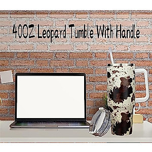 TINVSKQQKJ 40oz Cow Insulated Tumbler With Straws and Lid,Stainless Steel Coffee Tumbler with Handle Double Vacuum Leak Proof Travel Coffee Mug Cup Water Bottle For Office, Party,Home