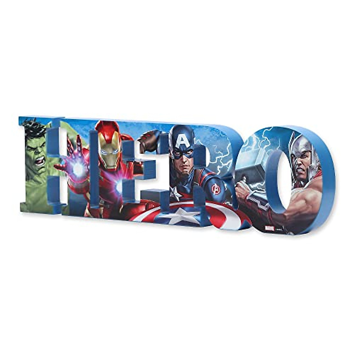 Open Road Brands Marvel Hero Character Collage Wood Block Decor - Hang or Display in a Bedroom, Play Room or Man Cave