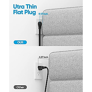 Cruise Essentials, Thin Plug Power Strip with 8 Outlets 4 USB Ports(1 USB C), 5ft Flat Extension Cord, Non Surge Power Strip for Cruise Ship Travel, Dorm Room Essentials