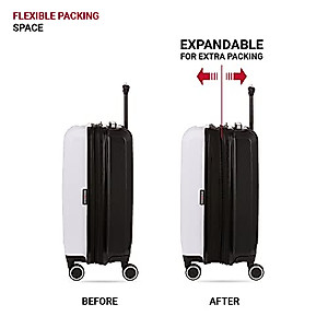 SwissGear 8028 Hardside Expandable Spinner Luggage, Black/White, 3-Piece Set (19/24/28)