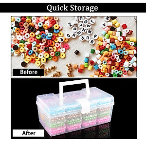 ZEVOFIUR Craft Organizer Upgraded 32 Piece Small Bead Organizer and Storage Plastic Box, Mini Clear Bead Organizer, Clear and Stackable with Label Stickers