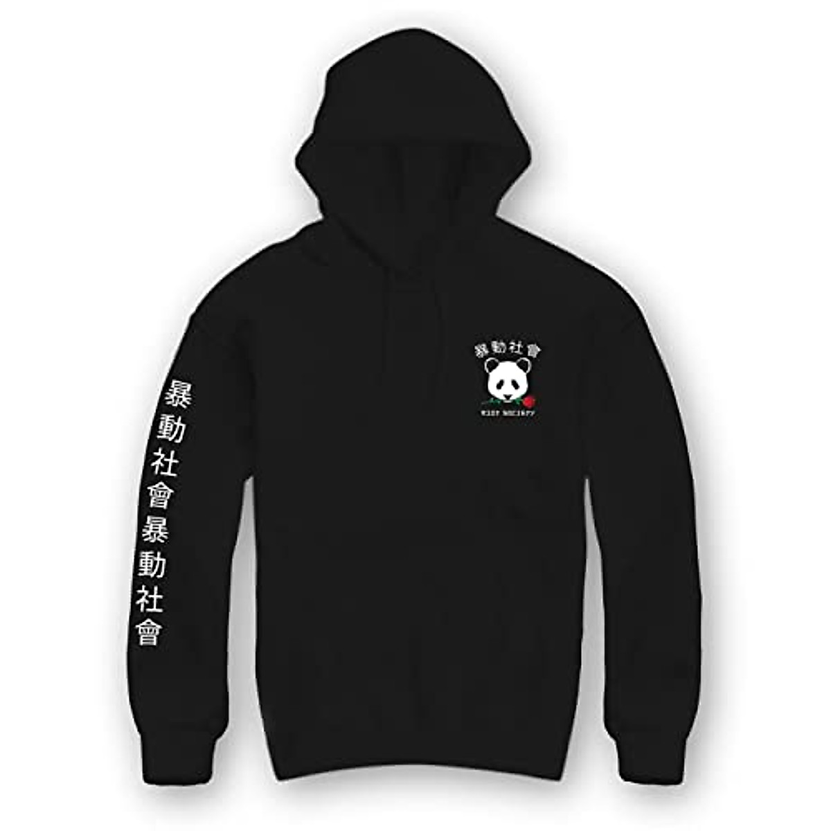 Riot Society Panda Rose Mens Graphic Pullover Hoodie Sweatshirt, Perfect Sweater for the Champion to Wear Into the AM - Black, XX-Large