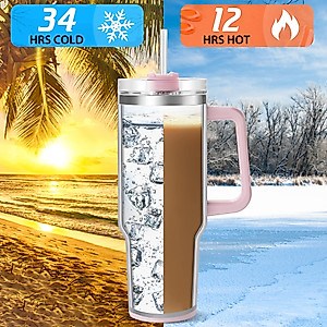 Skywerc 40 oz Tumbler With Handle and Straw Lid | Double Wall Vacuum Insulated Travel Mug | Stainless Steel Water Bottle Cup | Keeps Drinks Cold up to 34 Hours | Cupholder Friendly | Lavender