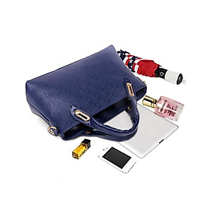 GJGJTER Women Synthetic PU Leather Tote Handbag Wallet 4pcs Set Clutch Purse Satchels with Bear Pendant-Black