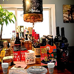 Cieovo Whiskey Party Supplies Set for 16 Guests Including Dinner Plates, Dessert Plates, Lunch Napkins, Cups for Whiskey and Beer Theme Birthday Family Party Decorations