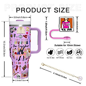 GIRERUAO 40 oz Stainless Steel Insulated Tumbler with Handle, Lid, and Straw, Includes 3 Straw Lids and 2 Letter Charms, Perfect for Water, Coffee, Iced Tea, Great Gift for Women (Purple)