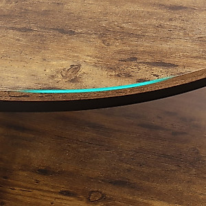 Elephance Round Coffee Table with Storage, 35.8 Inch Industrial Wood Coffee Table with Metal Frame for Living Room (Rustic Brown)