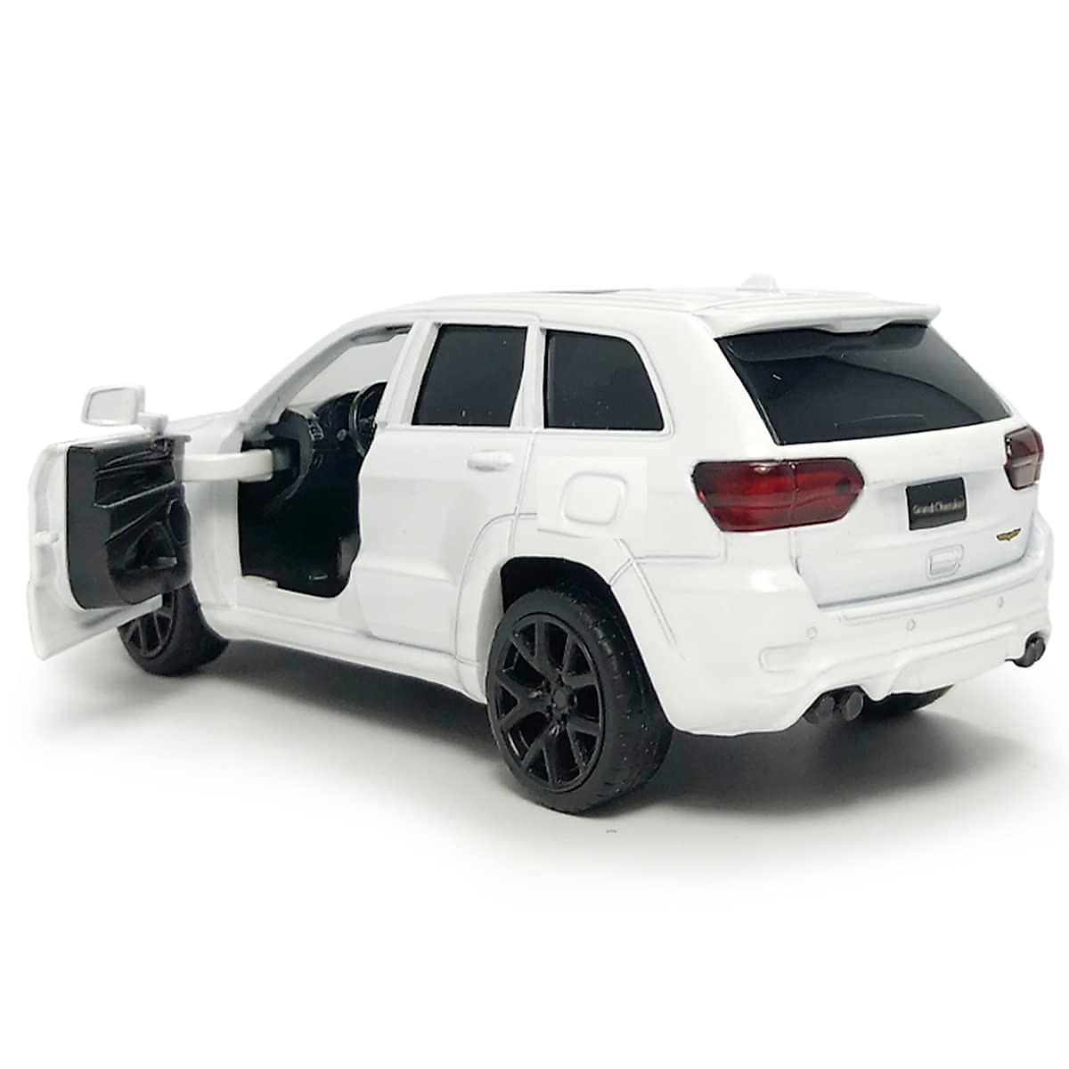 Grand Cherokee Trackhawk Toy Car SUV Diecast Model Car 1/36 Scale Pull Back Vehicle Zinc Alloy Casting Metal, Doors Open, Toys for Boys Kids Birthday Gifts Adults Mens Collection, White