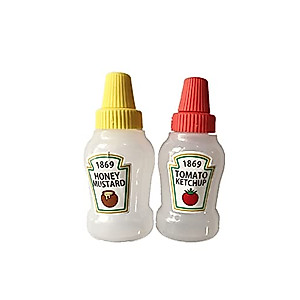 2pcs Mini Ketchup Bottles Condiment Bottles Honey Mustard Squeeze Bottles Refillable Tomato Ketchup Bottles Plastic Portable Squeezable Squirt Condiments for Office Worker Box Diner Condiment Salad Dressing BBQ